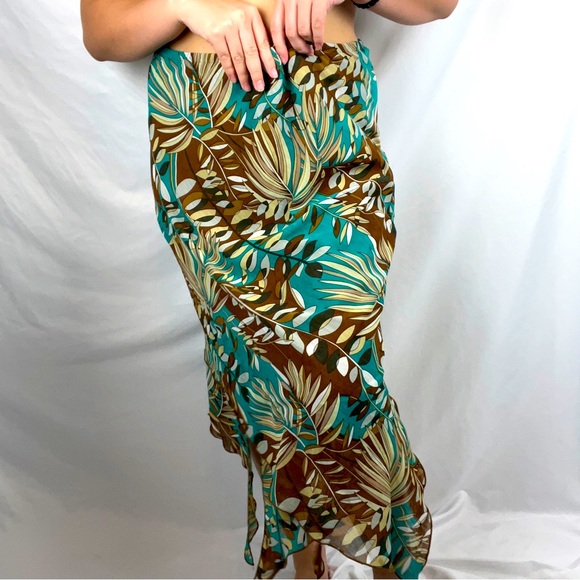 Skirts | Cottage Core Brown And Teal Maxi Skirt | Poshmark